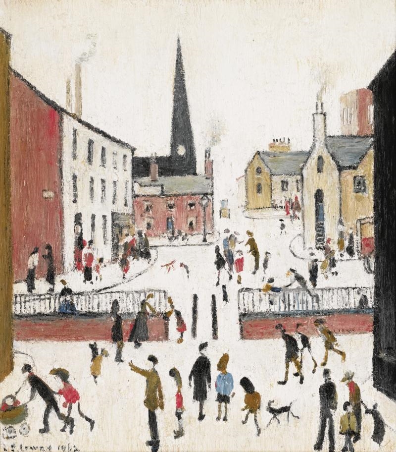 Laurence Stephen Lowry | Figures with a Dog (1957) | MutualArt