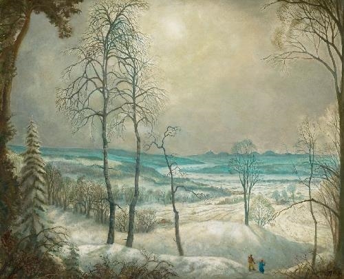 Carlo Mense | WINTERLICHE RHEINLANDSCHAFT (1940s) | MutualArt