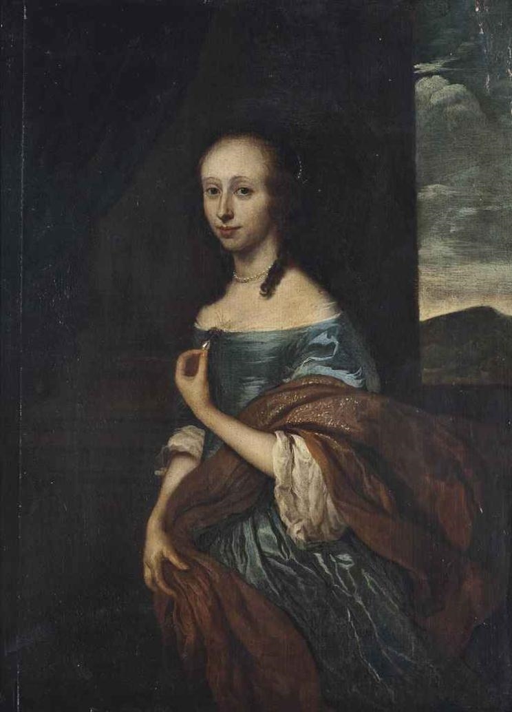 Jacob Van Loo | Portrait of a woman, three-quarter-length, in a blue ...