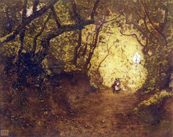 Alfred Hartley | Mother And Children In Woodland | MutualArt