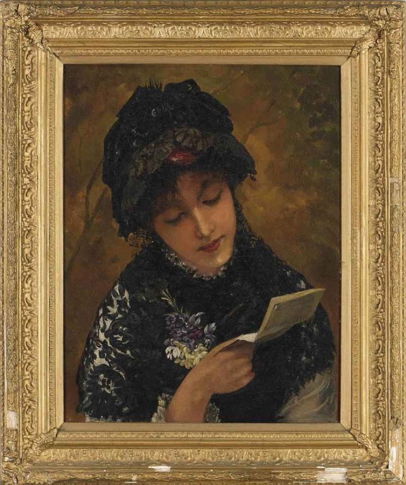 William Oliver Jr. | A Moment's Reflection (1880) | MutualArt