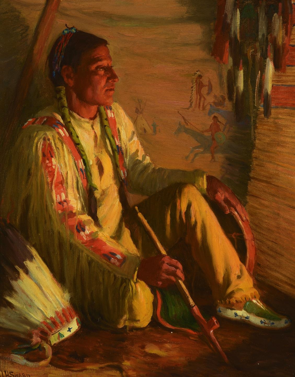 Joseph Henry Sharp | Hunting Son in Teepee | MutualArt