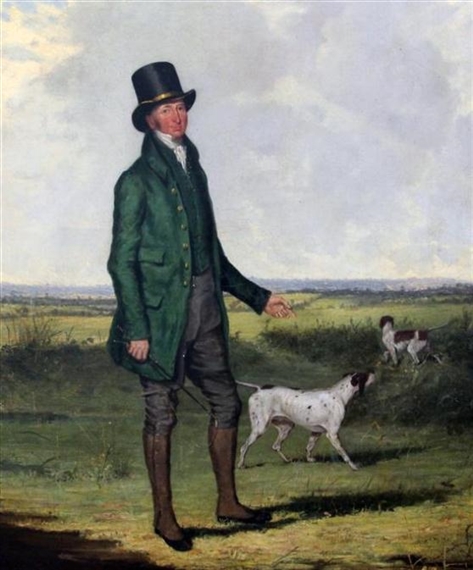 Henry Calvert | Portrait of Mr Mansell standing in a landscape with two ...