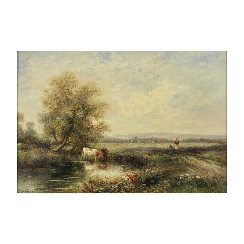J. Longstaffe | Cattle watering in a River | MutualArt