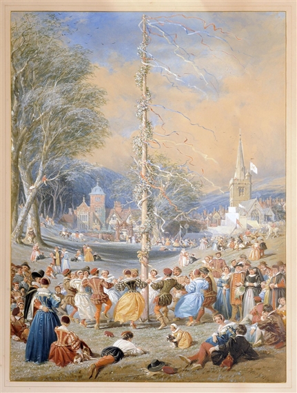 Joseph Nash the Elder | Mayday in Medieval Times, Figures in 17th ...