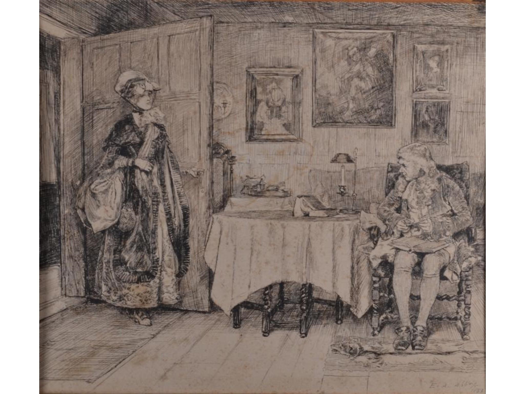 Edwin Austin Abbey | Two Figures in an 18th Century Interior (1883 ...