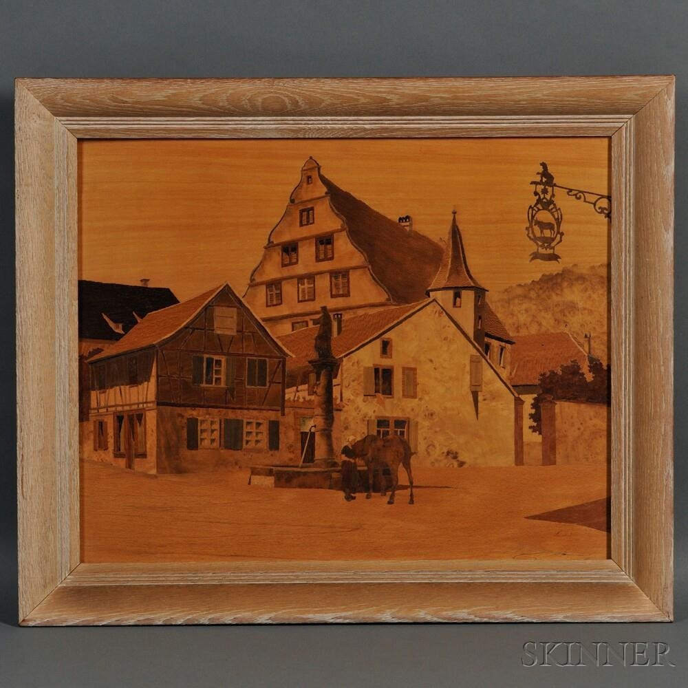Paul Louis Spindler | Marquetry Panel Depicting the Village of ...