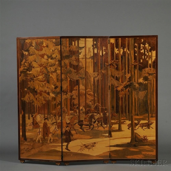 Paul Louis Spindler | Three-panel Marquetry Floor Screen (Circa 1950 ...