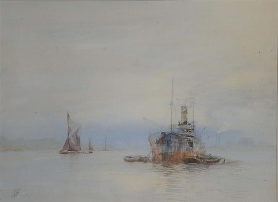 Alfred Benjamin Cole | A ship unloading | MutualArt