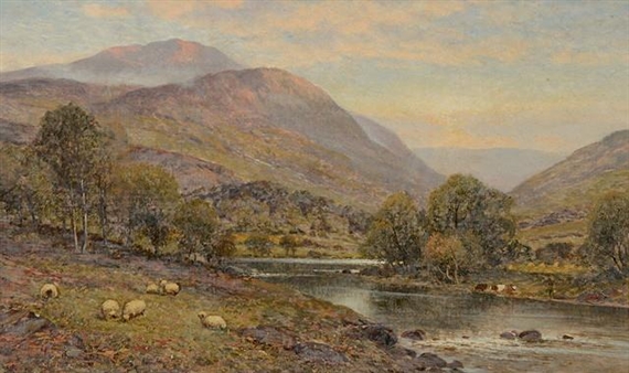 Alfred Augustus Glendening Jr. | A mountainous river landscape with ...