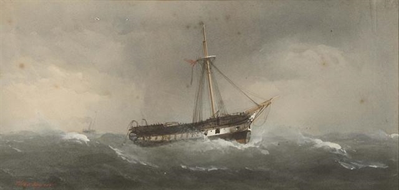 Charles Taylor Jr. | A sailing vessel in choppy waters | MutualArt