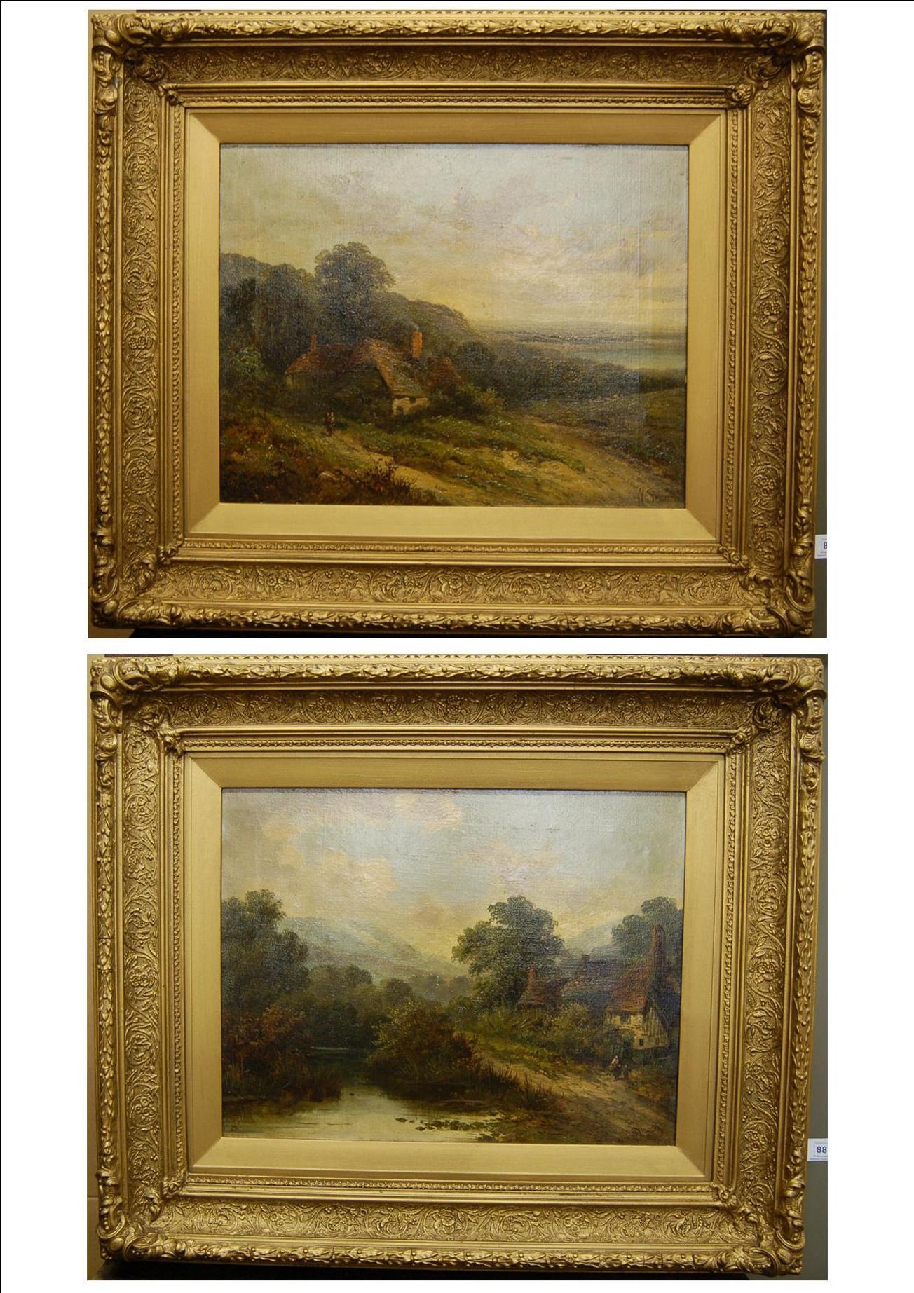 William Stone | 2 Works: Figures on a Path Beside a Cottage Extensive ...