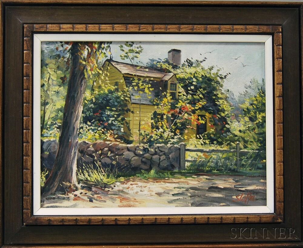 Michael Stoffa | Autumn Landscape with Dutch Colonial House (1970 ...