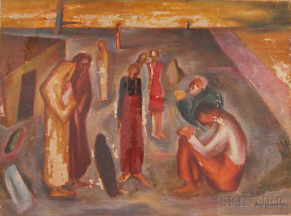 John Deforest Stull | Two Unstretched Oil Paintings: Sharecroppers and ...