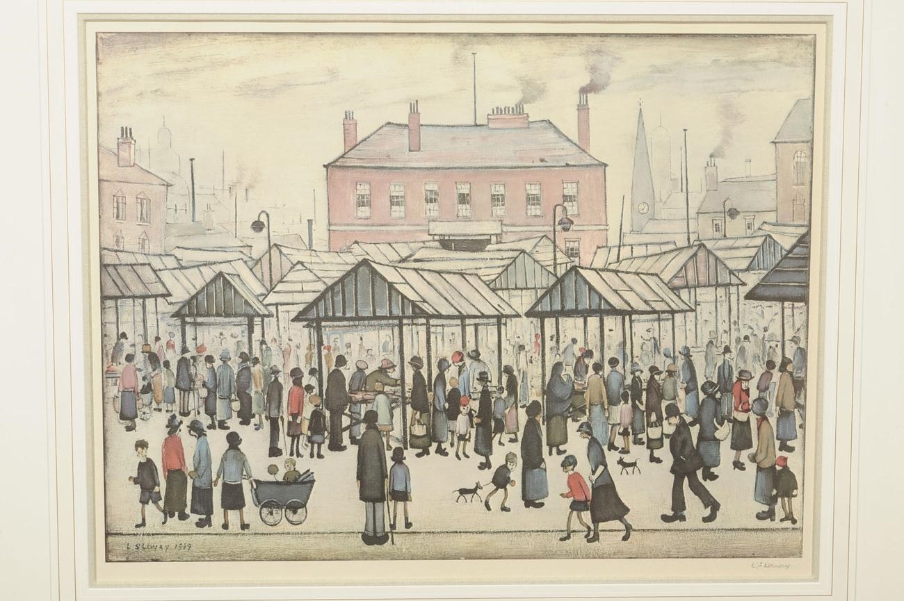 Laurence Stephen Lowry | Market Scene in a Northern Town | MutualArt