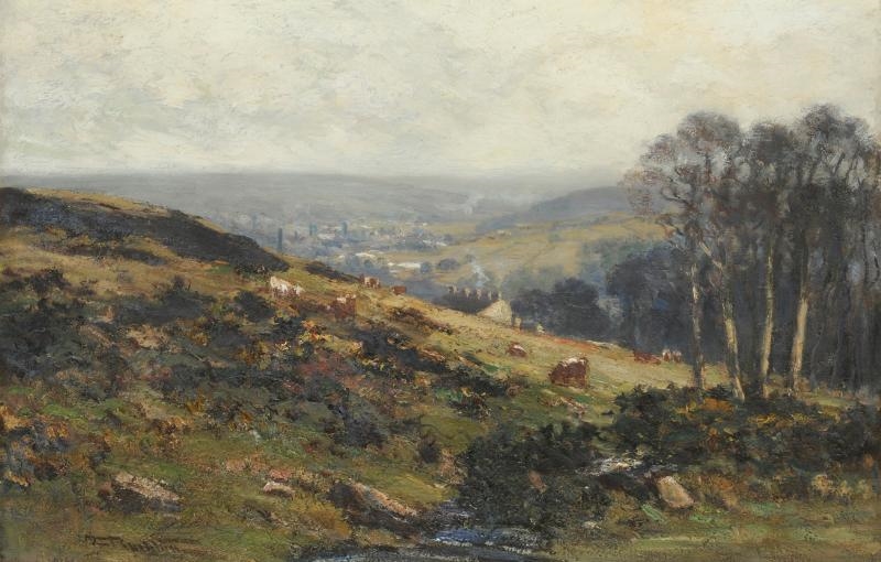 William Charles Rushton | Landscape with Cattle grazing beside Trees ...