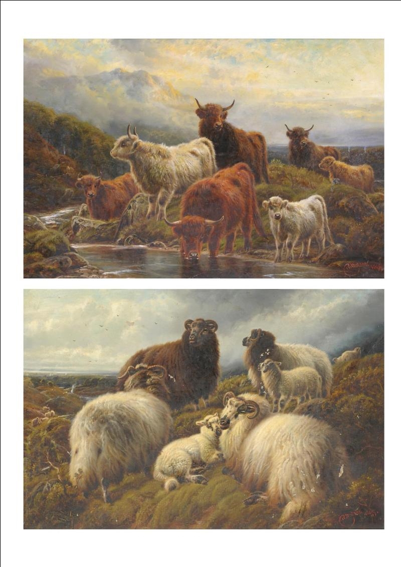 Robert Watson | Highland Cattle on a Mountain Pass (1884) | MutualArt