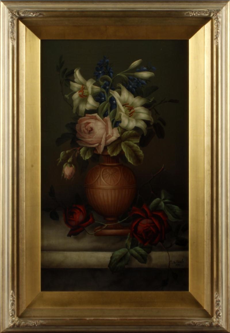 Edwin Steele | 2 works:Still life with fruit; Still life with flowers ...