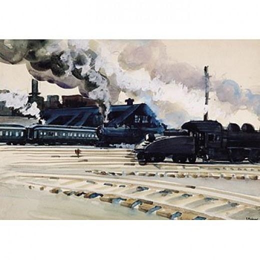 Lawrence Blazey | Switching Yard in Pittsburgh (Circa 1940) | MutualArt