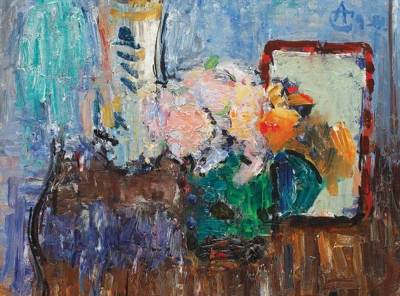 Alexandru Ciucurencu | Still Life with Flowers and mirror (1939 ...