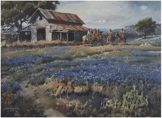 James Boren | The Bluebonnets and Cowboys (1977) | MutualArt