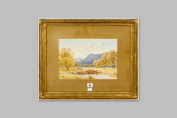 Julius Godet | Conwy Valley River Scene with Cattle | MutualArt