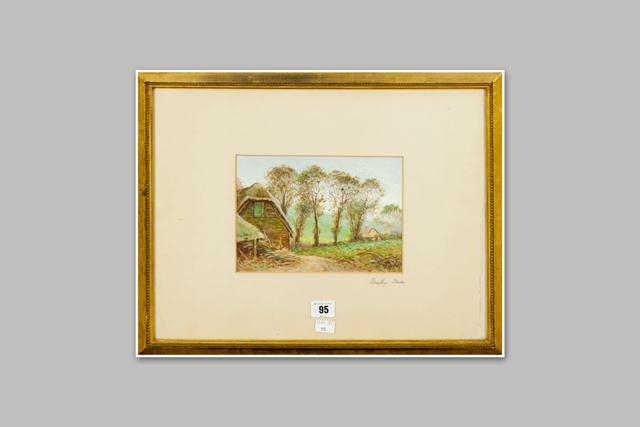 Clara Knight | Farmstead Trees and Two Figures Working in a Field ...