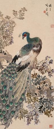 Zhang Shuqi | wistaria and peafowl | MutualArt