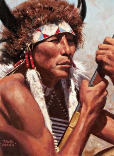 David Mann | Indian on horseback in a canyon | MutualArt