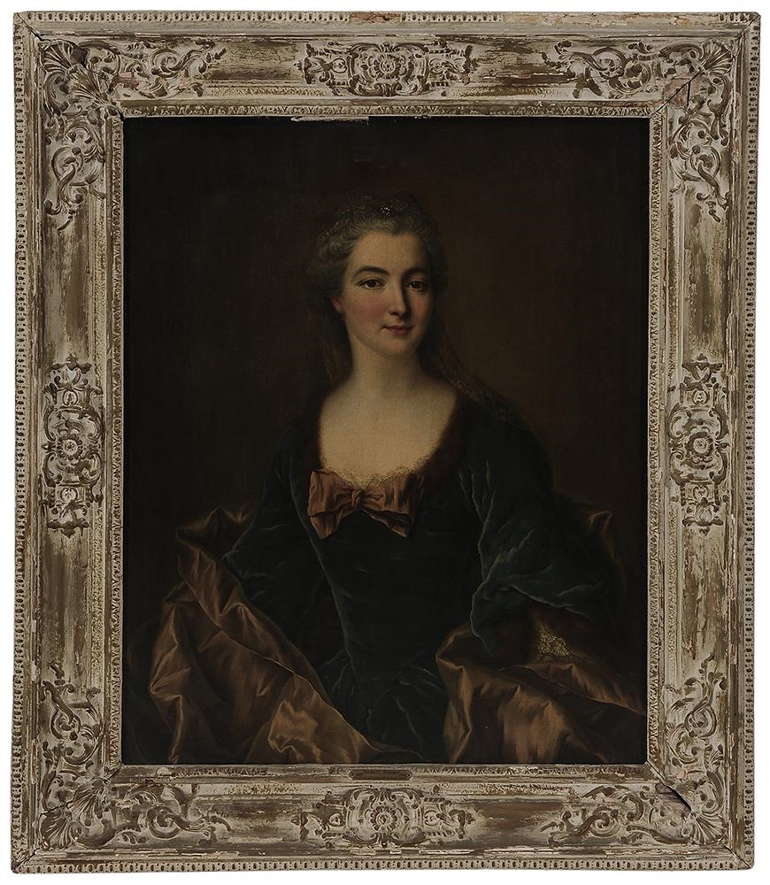 François-Hubert Drouais | Portrait of a Woman in a Blue Velvet Gown ...