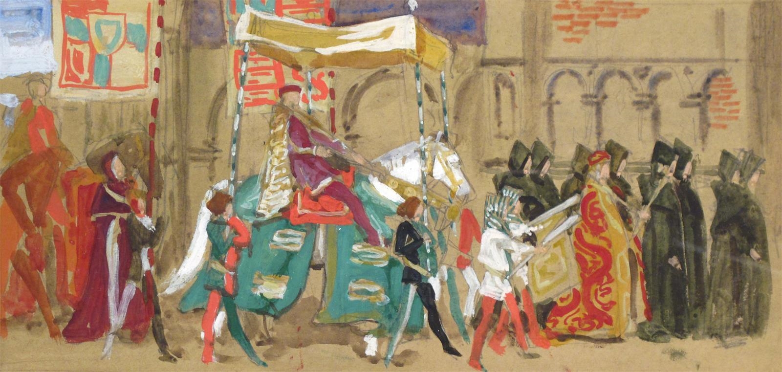 Frank Owen Salisbury 2works Studies For Medieval Scenes Possibly