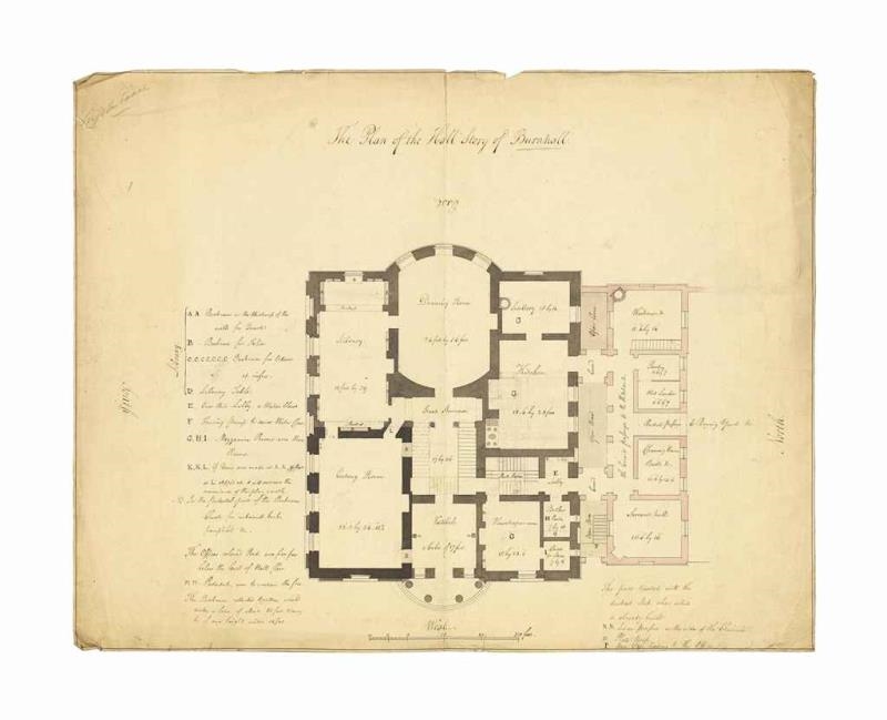 Sir John Soane | 12 Works: Plan of the Hall Storey of Burn Hall, County ...