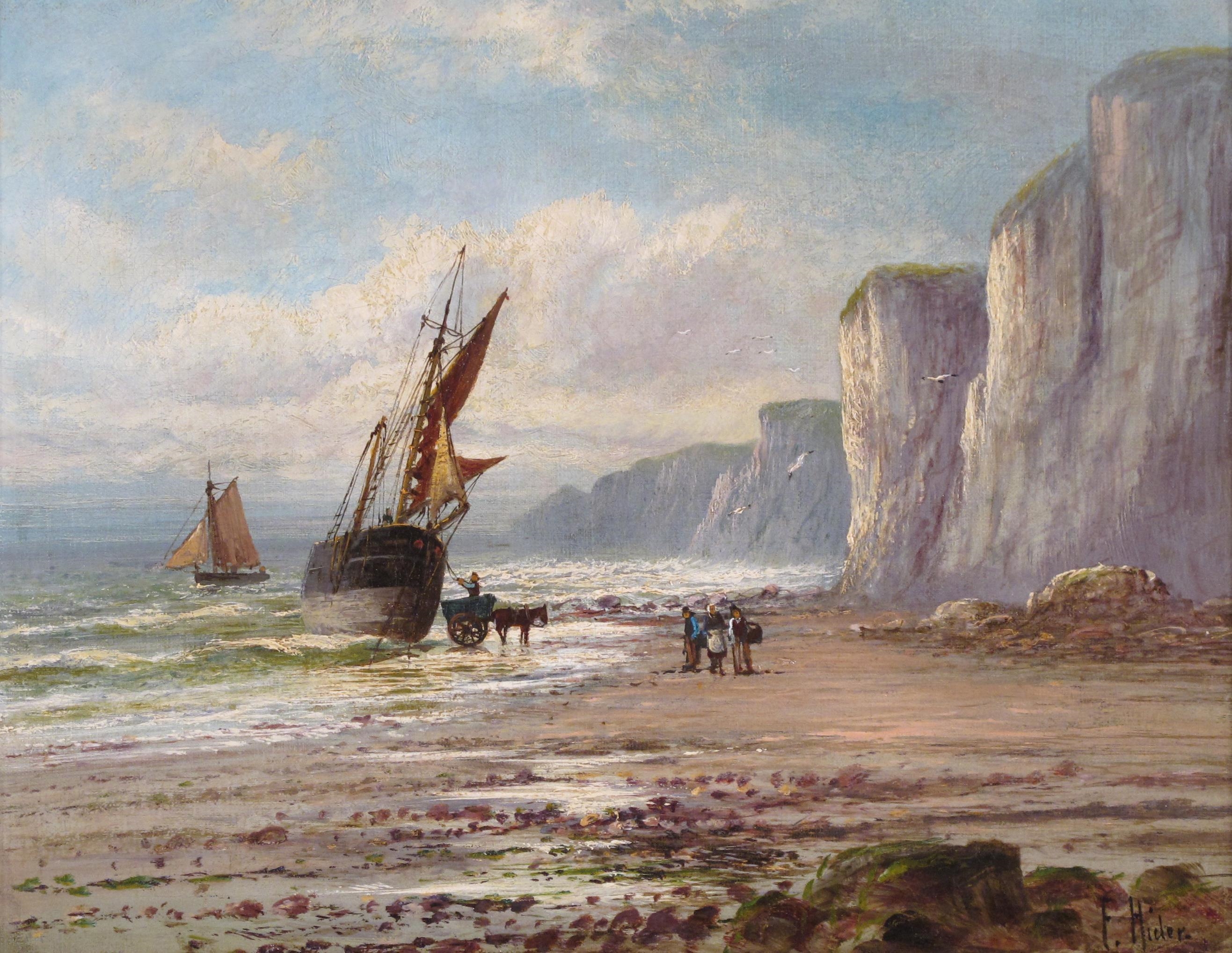 Frank Hider | Ships at anchor on the Dorset coast | MutualArt