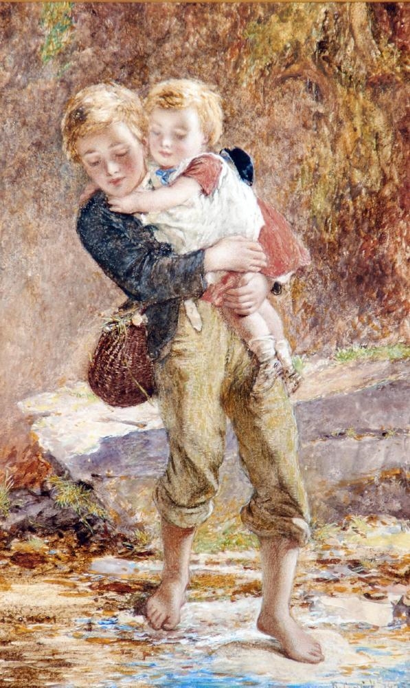 Robert Carrick | Crossing the Brook (1875) | MutualArt