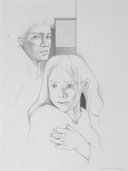 Graham Ovenden | 3 works: Cathy silently turned her face; She trembled ...