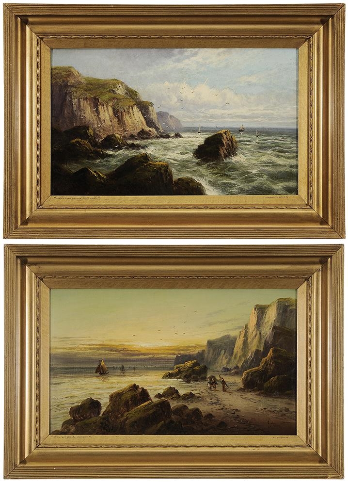 Frank Hider | Pair Coastal Scenes; On The Cornish Coast ; The Sunset ...