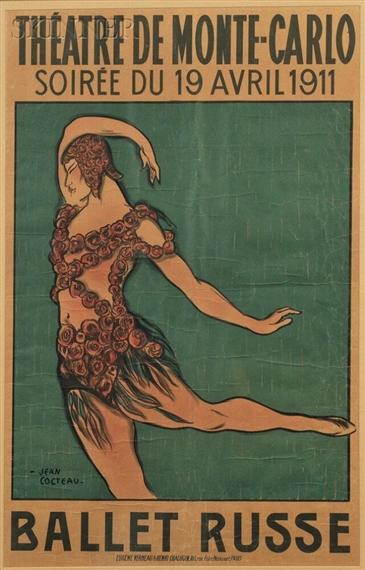 Jean Cocteau | Advertising Poster: Ballet Russe, Soirée du 19 Avril ...