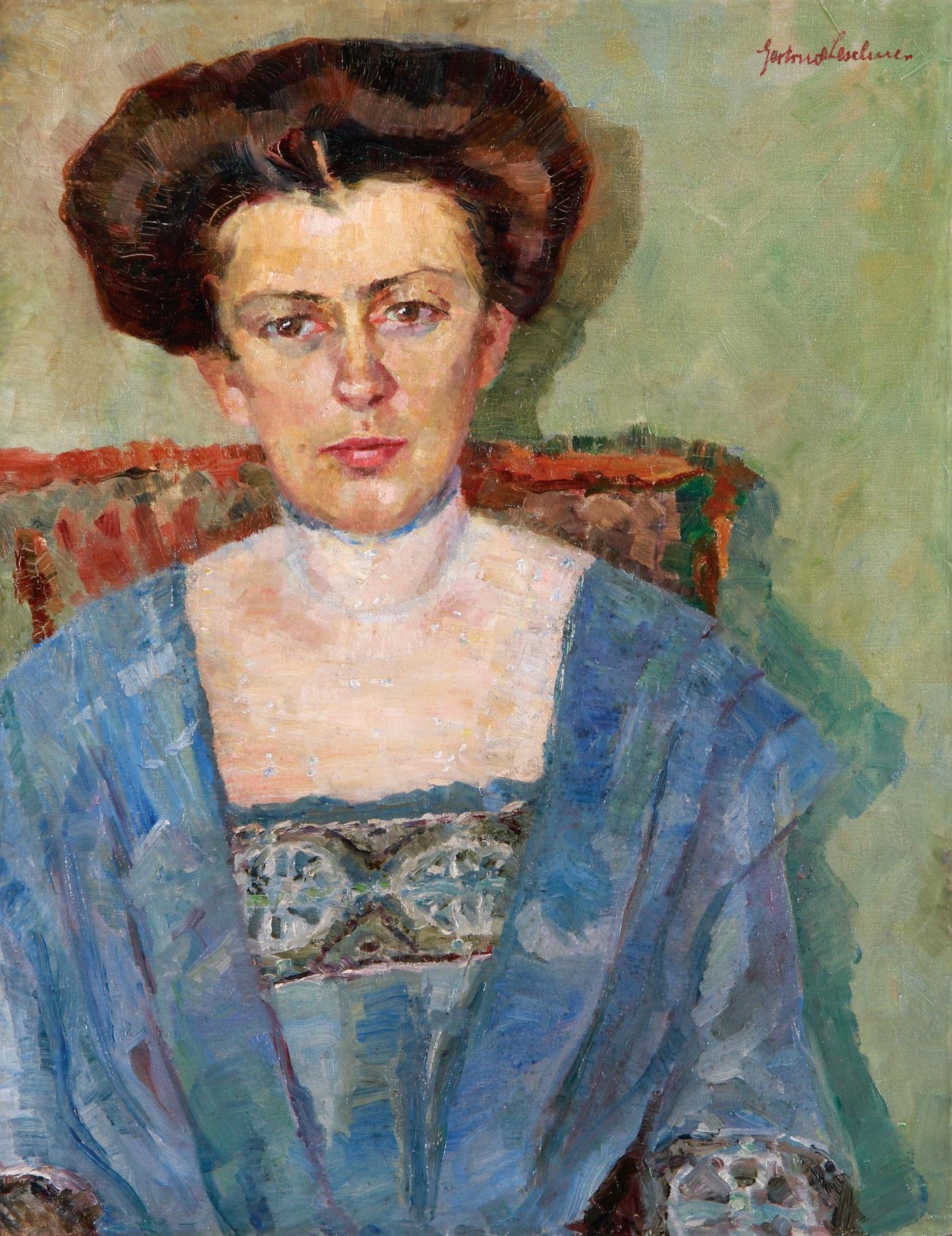 Gertrud Leschner | Portrait of a Woman in Blue Dress (Circa 1890 ...