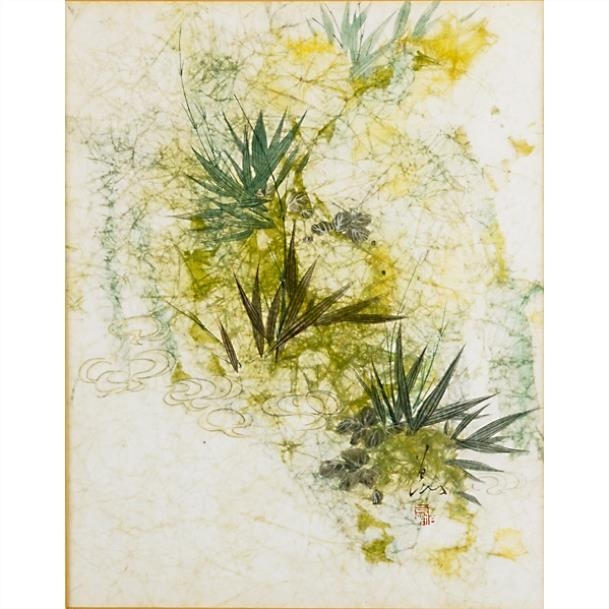 Tseng-Ying Pang | 2 Works: Leaves over abstract backgrounds | MutualArt