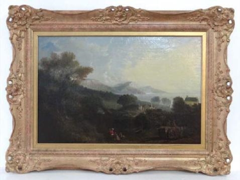 George Barrell Willcock | Devon cliffs,shipping horse drawn cart and ...