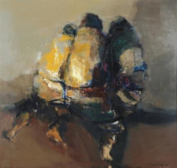 Justo González Bravo | THREE FIGURES IN A LANDSCAPE (1986) | MutualArt