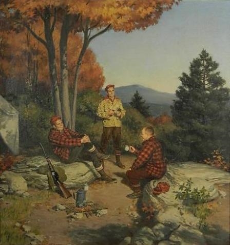 Frank Bensing | Three Men Hunting (1950) | MutualArt