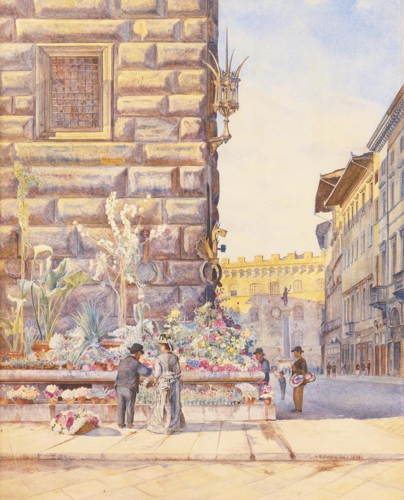 Henry Roderick Newman | The Flower Market, Florence (1878) | MutualArt