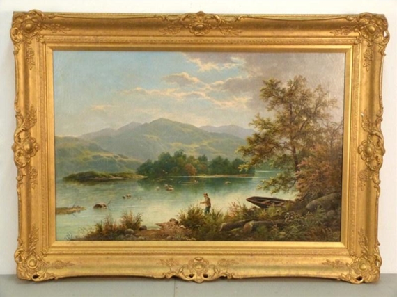 Edgar Longstaffe | River landscape with fisherman | MutualArt