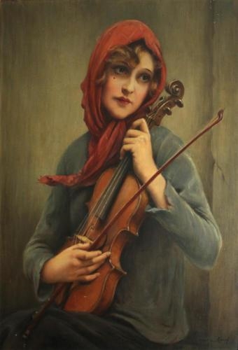 François Martin-Kavel | A young girl with a violin | MutualArt