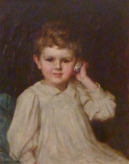 Ralph Peacock | Child with a Seashell - half length portrait (1896 ...