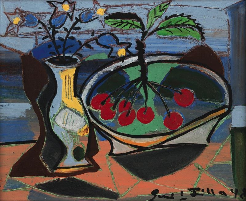 Emil Filla | Still life with cherry (1948) | MutualArt