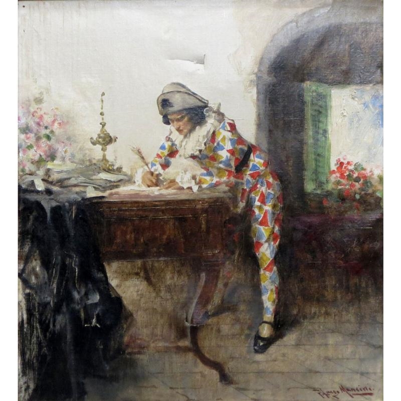 Francesco Mancini | Harlequin Writing a Letter | MutualArt