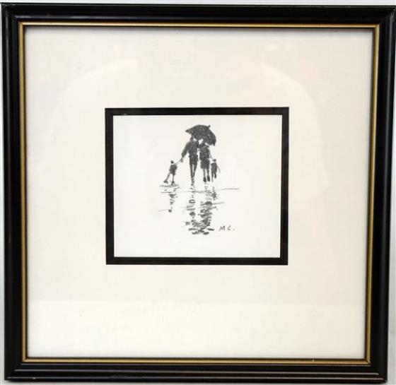 Michael Chaplin | Family in the Rain | MutualArt