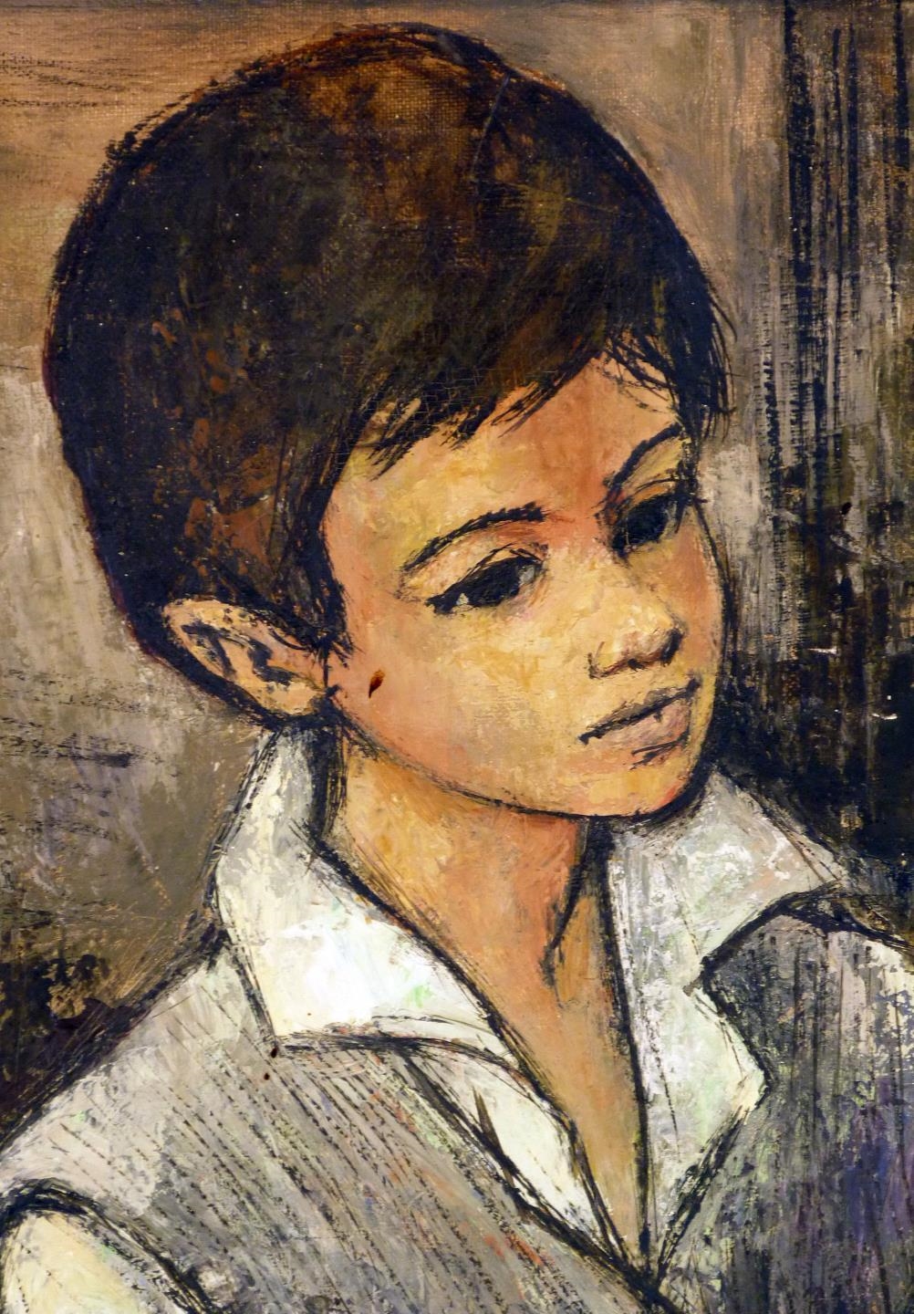 Jacques Lalande | a young boy holding a jug with three apples resting ...